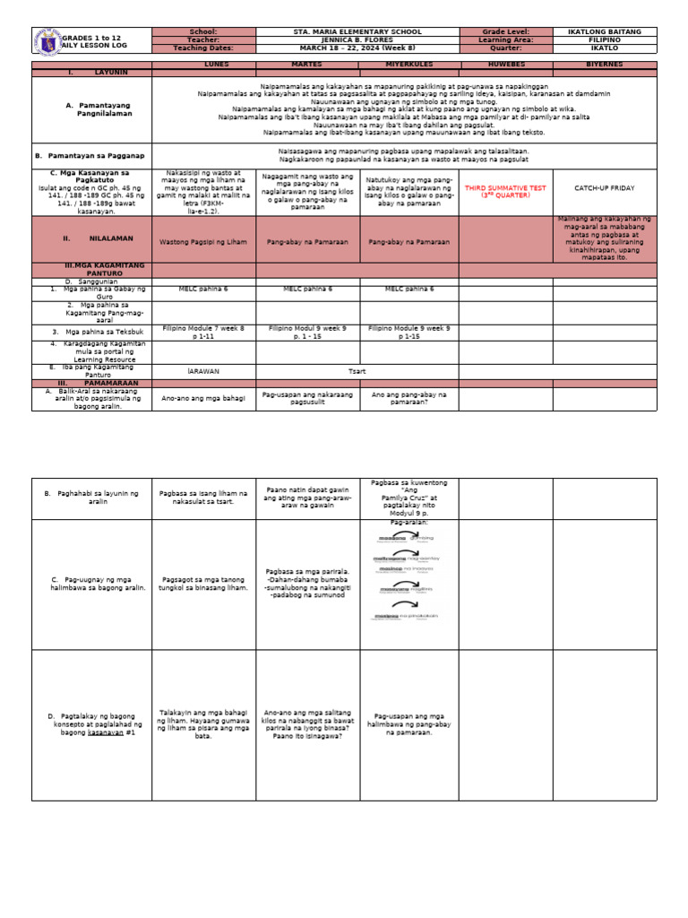 DLL Q3 Week 8 Fil 3 | PDF