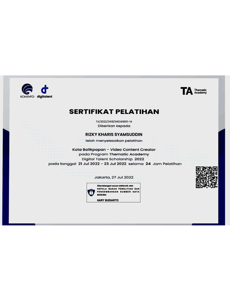 Sertifikat Content, MSIB, VIdeo Editor - Compressed | PDF