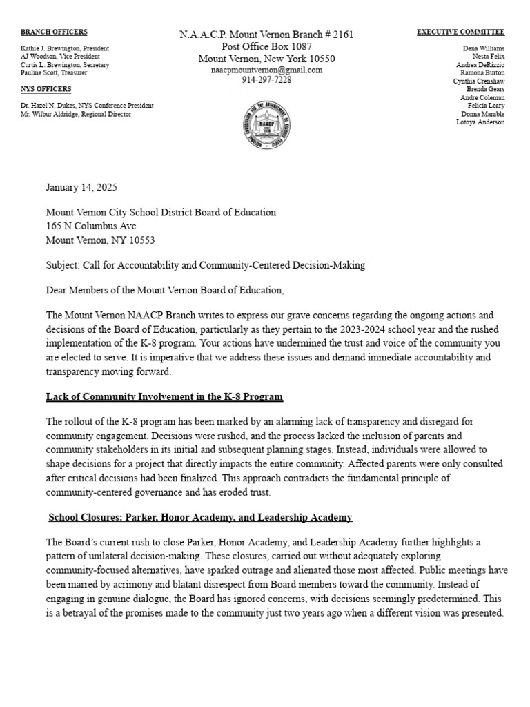 NAACP Demands School Board Accountability | PDF | Leadership