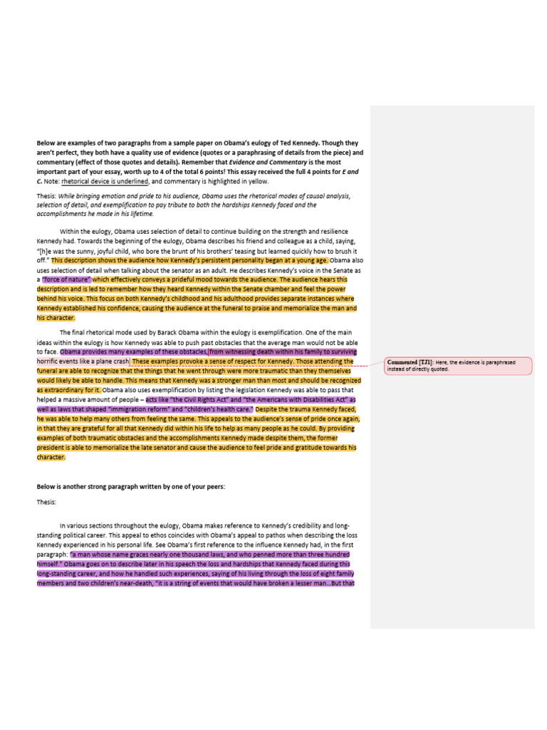 2020 AP Q2 Obama Kennedy Paragraphs | PDF | Essays