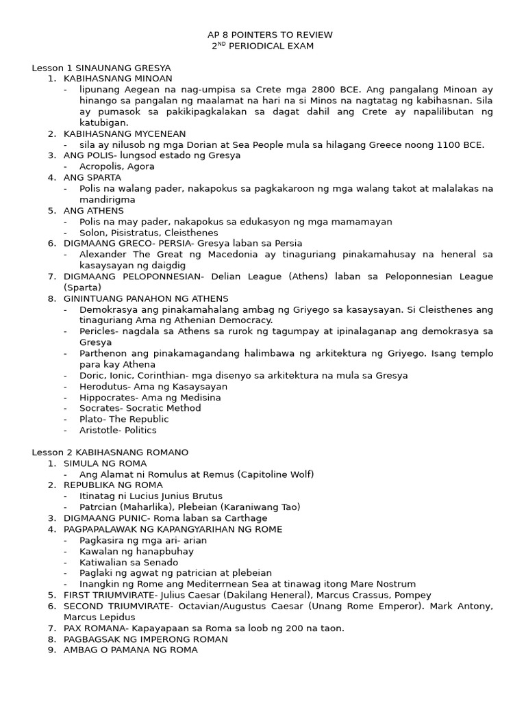 Ap 8 Pointers To Review | PDF