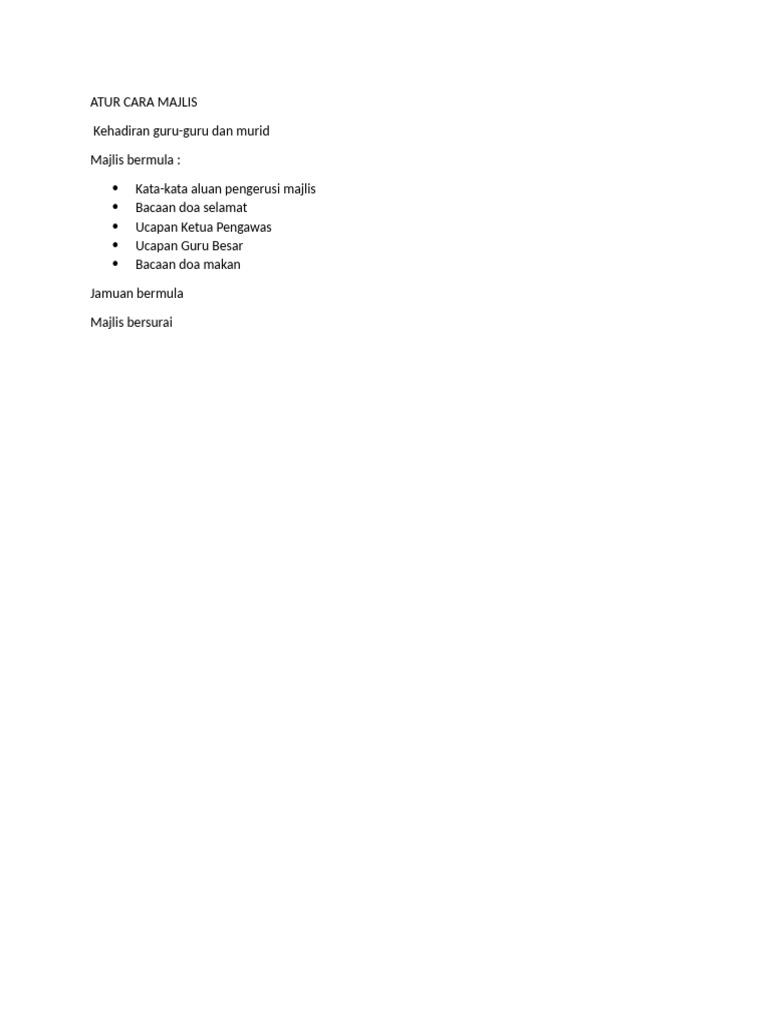 Atur Cara Majlis | PDF