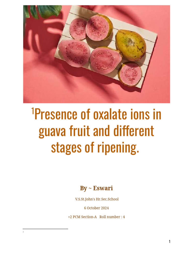 Presence of Oxalate Ions in Guava Fruit and Different Stages of Ripening. | PDF | Titration ...