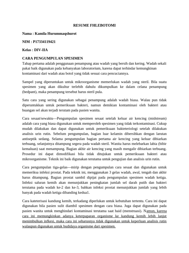 CARA PENGUMPULAN SPESIMEN | PDF