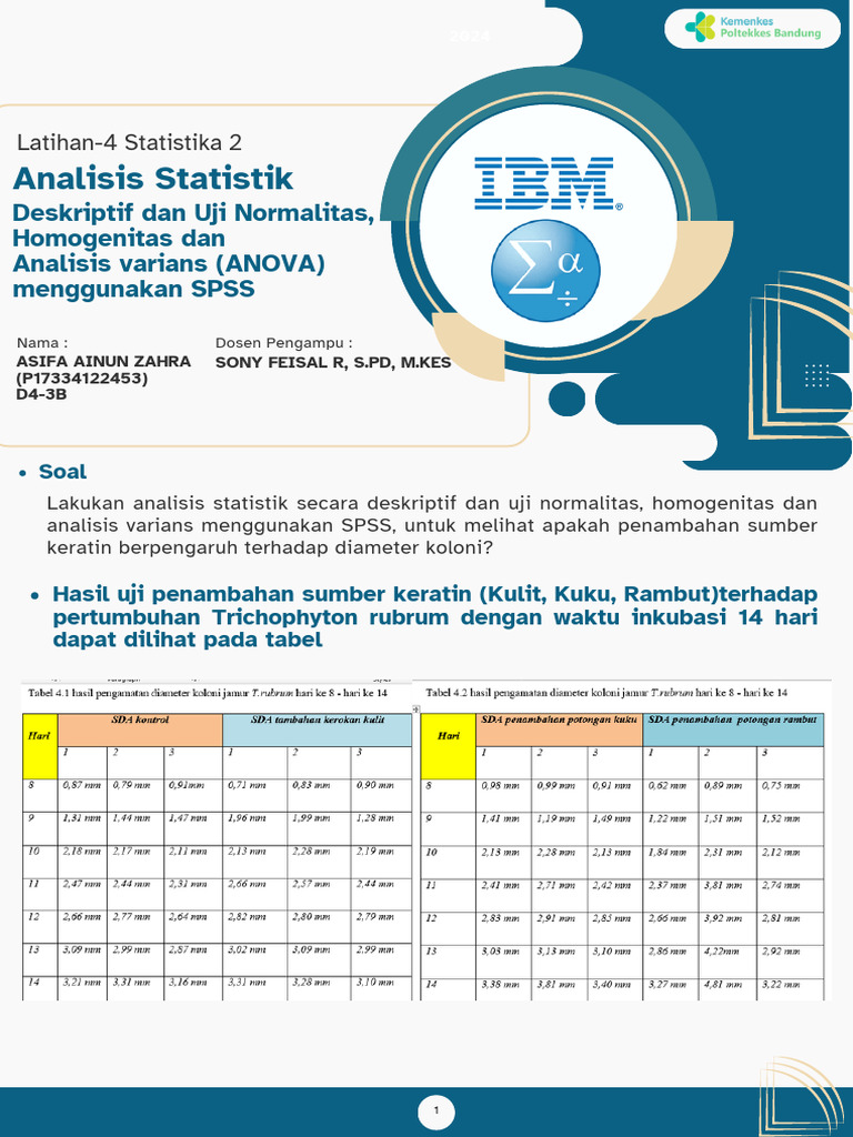 Analisis Statistik Keratin dan Diameter Koloni | PDF