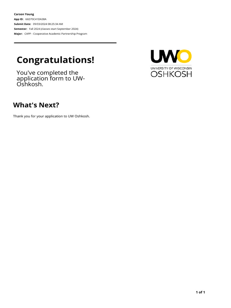 UW-Oshkosh Next Steps | PDF