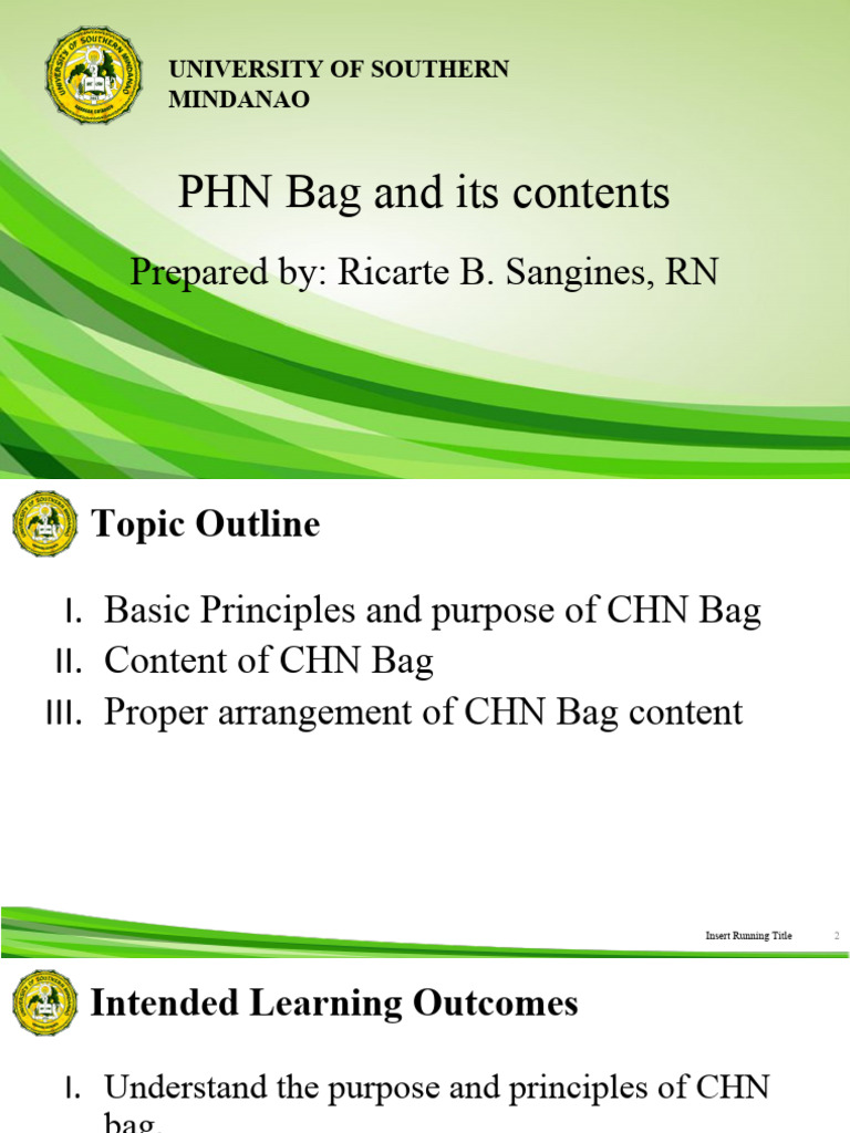 PHN Bagcontent and Procedure | PDF | Hand Washing