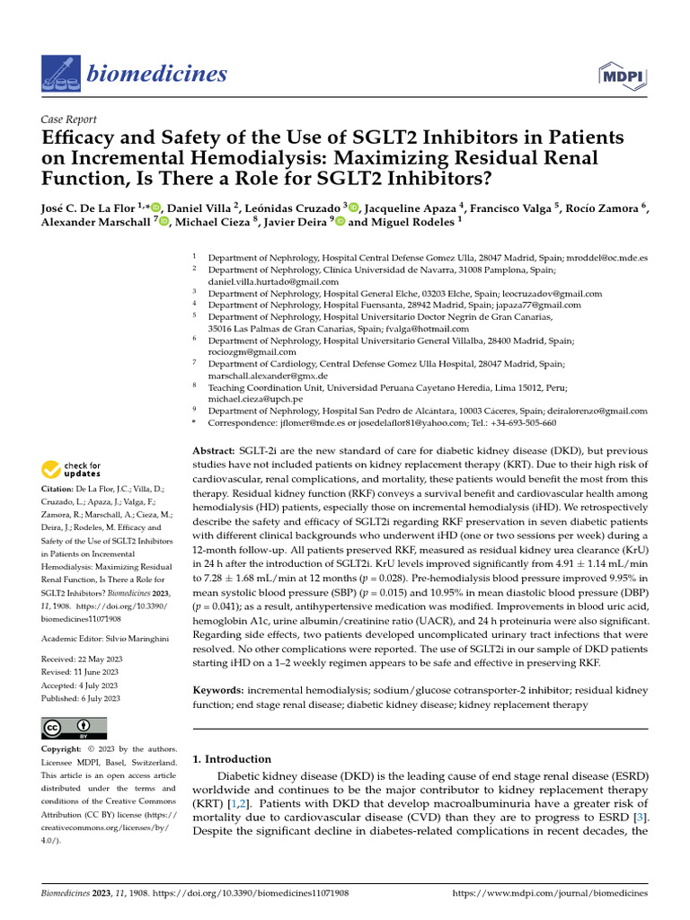 Biomedicines - Reporte de Caso - Uso y Seg de iSGLT2 en CKD 2022 | PDF ...