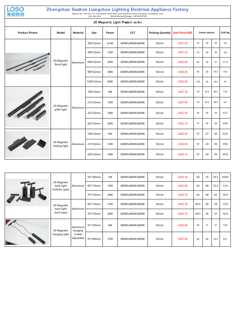 Magnetic Lighting Products Catalog | PDF | Power Supply | Electricity