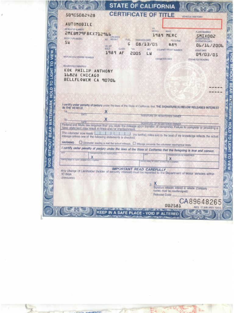 51614886 My Car Title Dmv Envelope | PDF