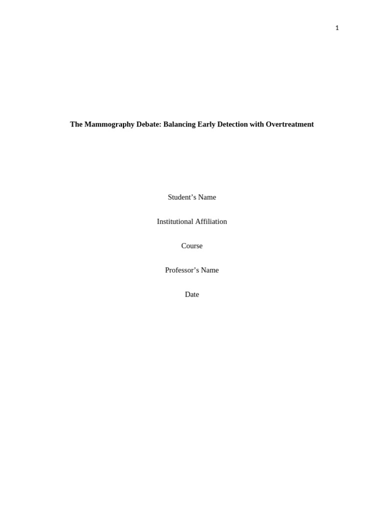 ,,the Mammography Debate Paper - Edited | PDF | Mammography | Breast Cancer
