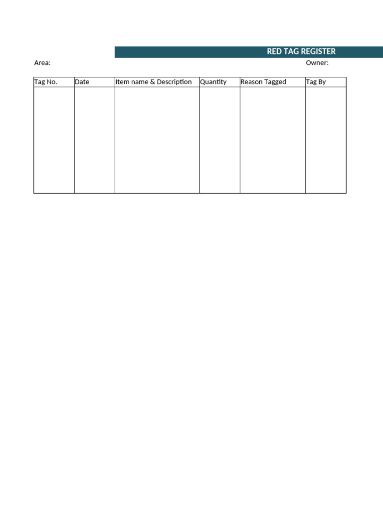 Red Tag Register | PDF