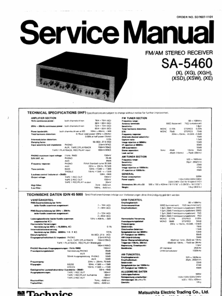 Technics SA-5460 Service Manual | PDF