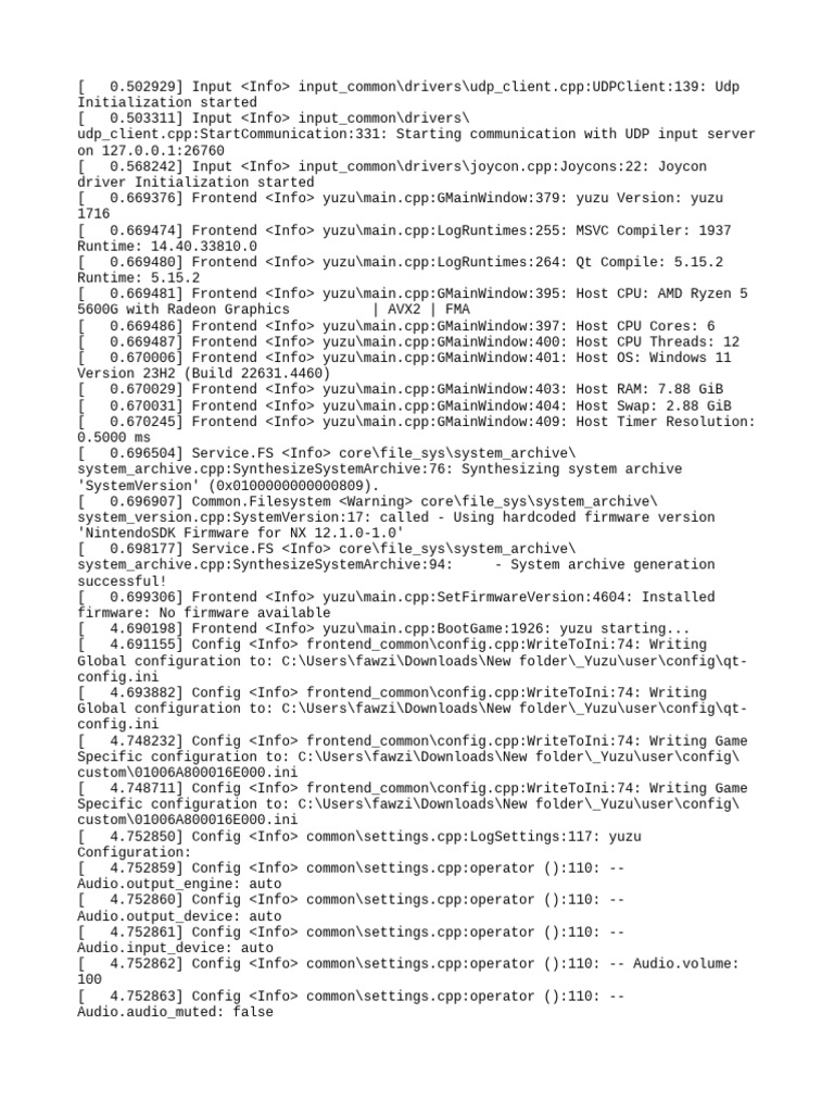 Yuzu Emulator Configuration Log | PDF | Computer Engineering | Ibm Pc ...