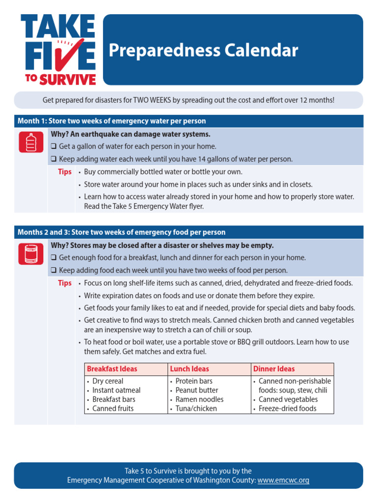 12-Month Disaster Preparedness Plan | PDF | Soup
