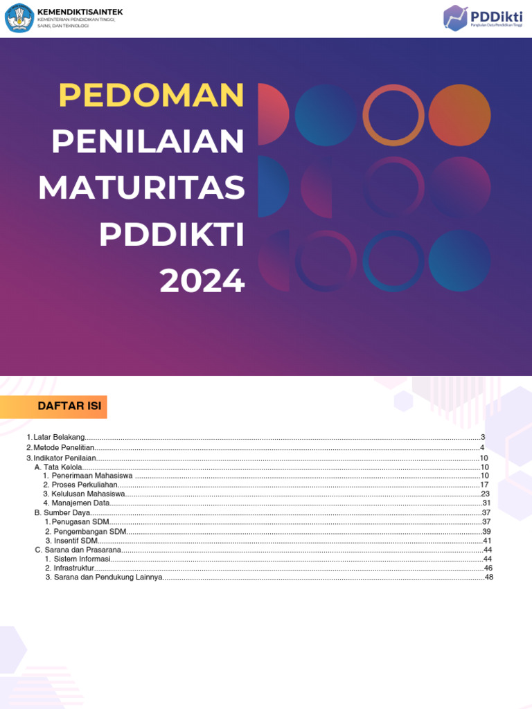 Buku Pedoman Penilaian Maturitas Pengelola PDDIKTI 2024 | PDF