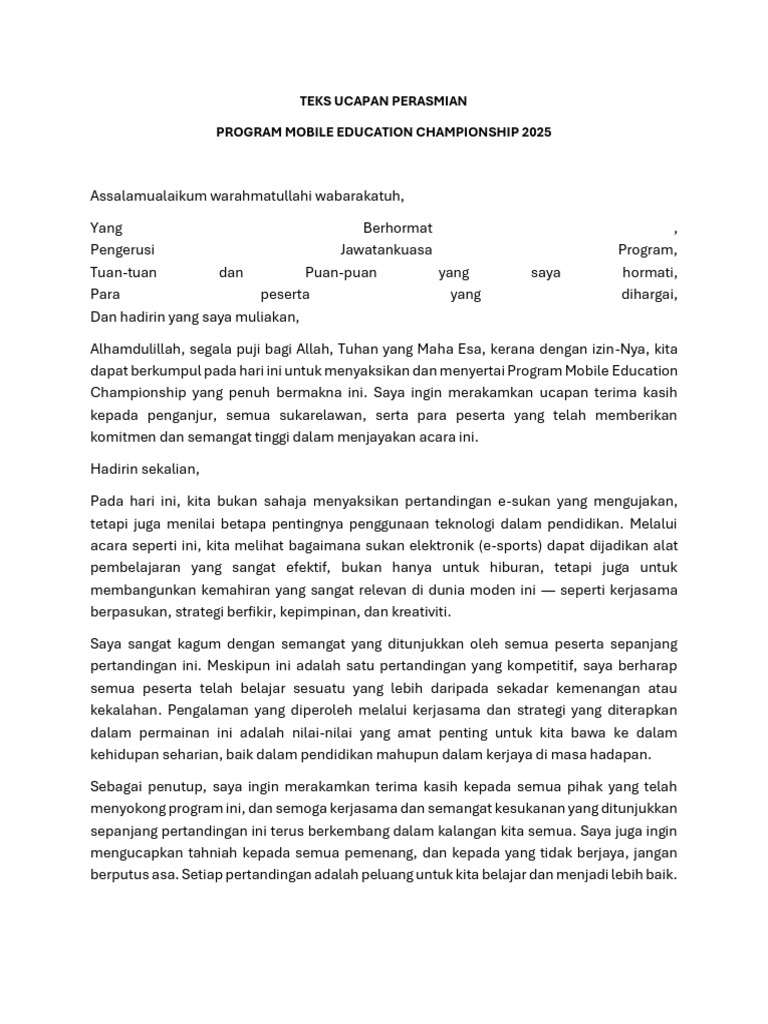 TEKS UCAPAN PERASMIAN DEKAN | PDF