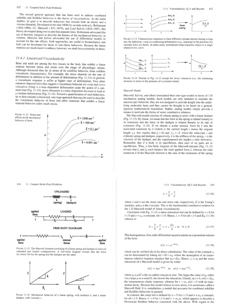 Humphrey Chapter 11 - Viscoelasticity | PDF