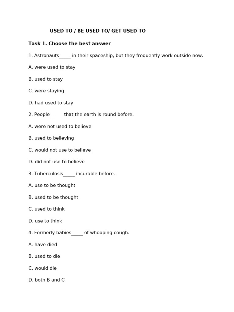 Mastering Used To: Grammar Exercises | PDF