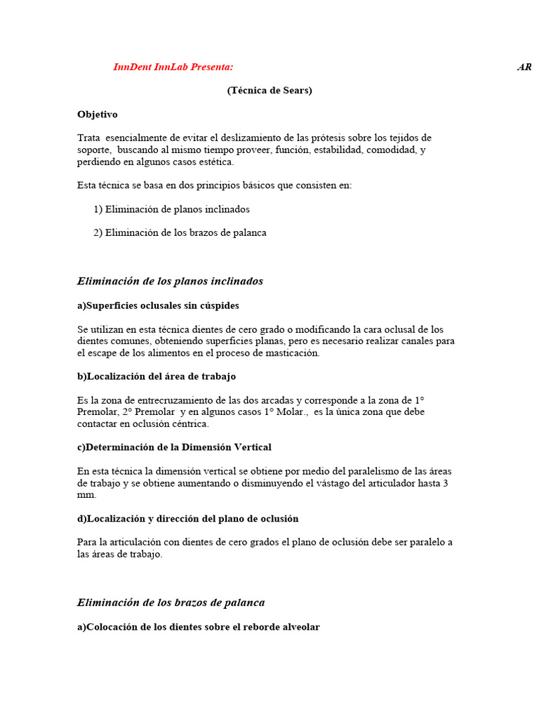 Tecnica de Colocacion de Dientes A Cero Grados | PDF | Odontología