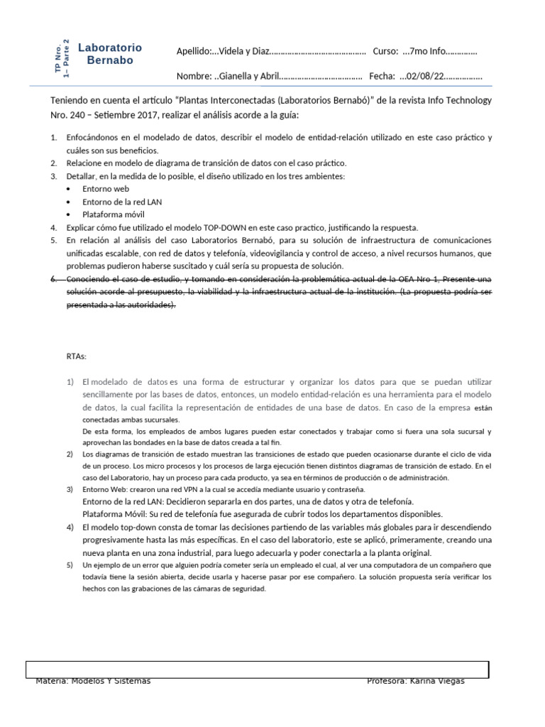 U3 - TP Unidad 1 Parte 2 - Lab Bernabo | PDF | Bases de datos ...