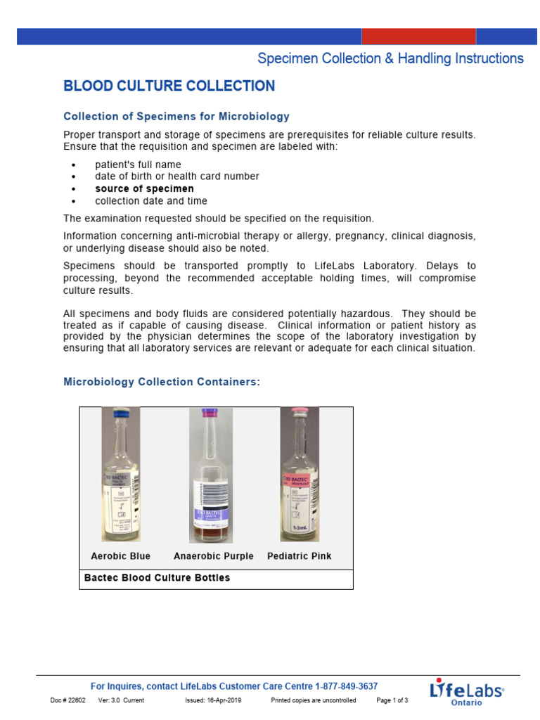 Blood Culture Collection Guidelines | PDF | Diseases And Disorders ...
