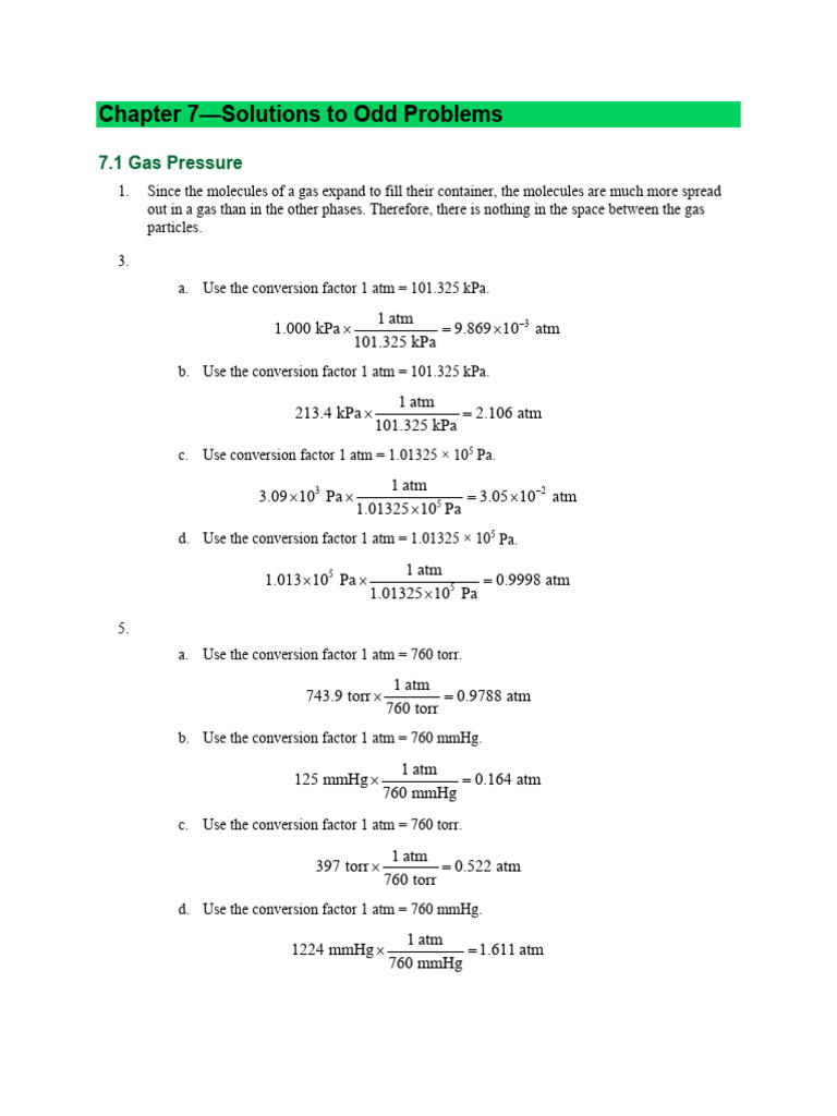 IGCRF2.0 ch07 Odd EOC Solutions | PDF | Mole (Unit) | Gases