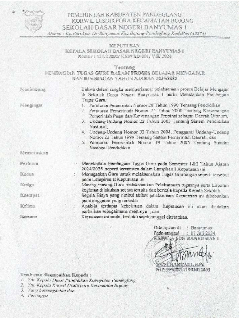 SK Kepsek THN 2024-2025 | PDF