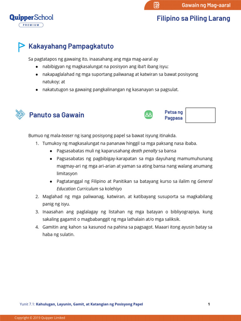AW1 - FPL 11 - 12 Q1 0701 - Kahulugan, Layunin, Gamit, at Katangian NG ...