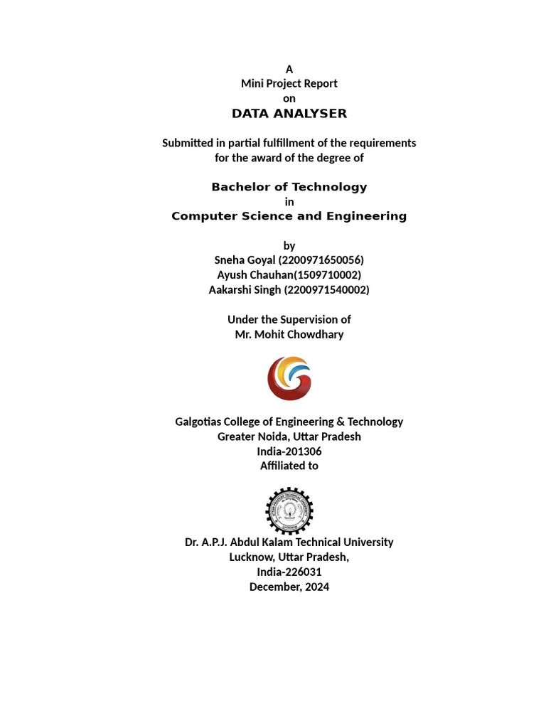 Python Data Analyser Project Report | PDF | Data Analysis | Data