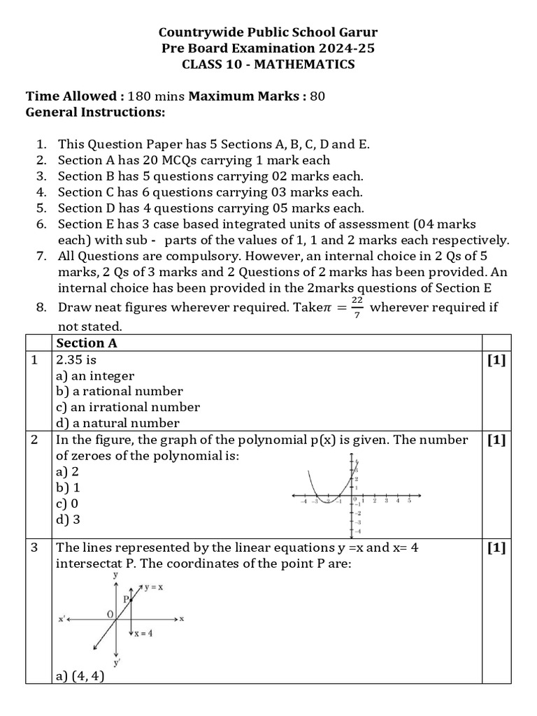 pre board-1 class 10 | PDF | Circle | Triangle