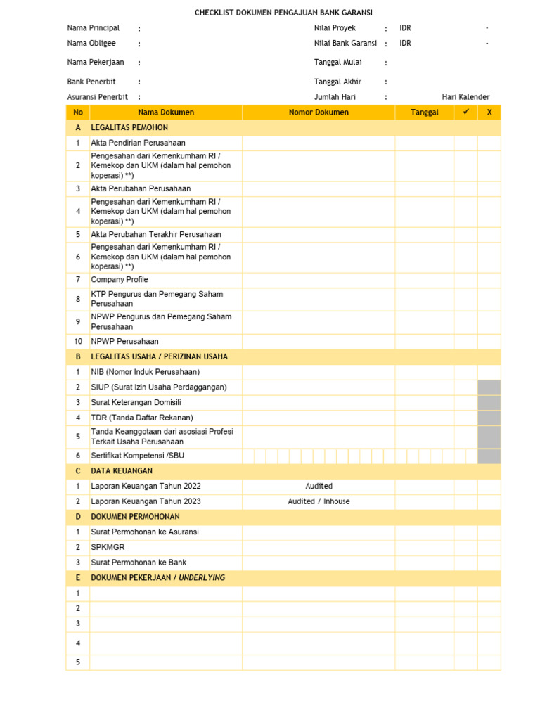 Checklist Bank Garansi - JRP | PDF
