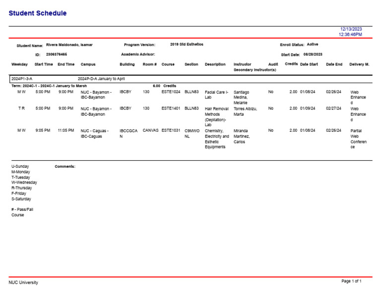My Schedule Report | PDF | Human Hair | Hair