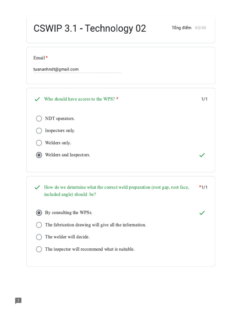 CSWIP 3.1-Technology 02 - 250109 | PDF