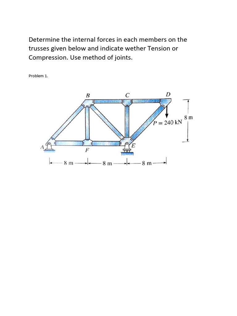 Internal Forces in Trusses Analysis | PDF