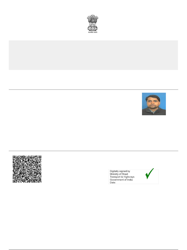 Union of India Driving License Details | PDF
