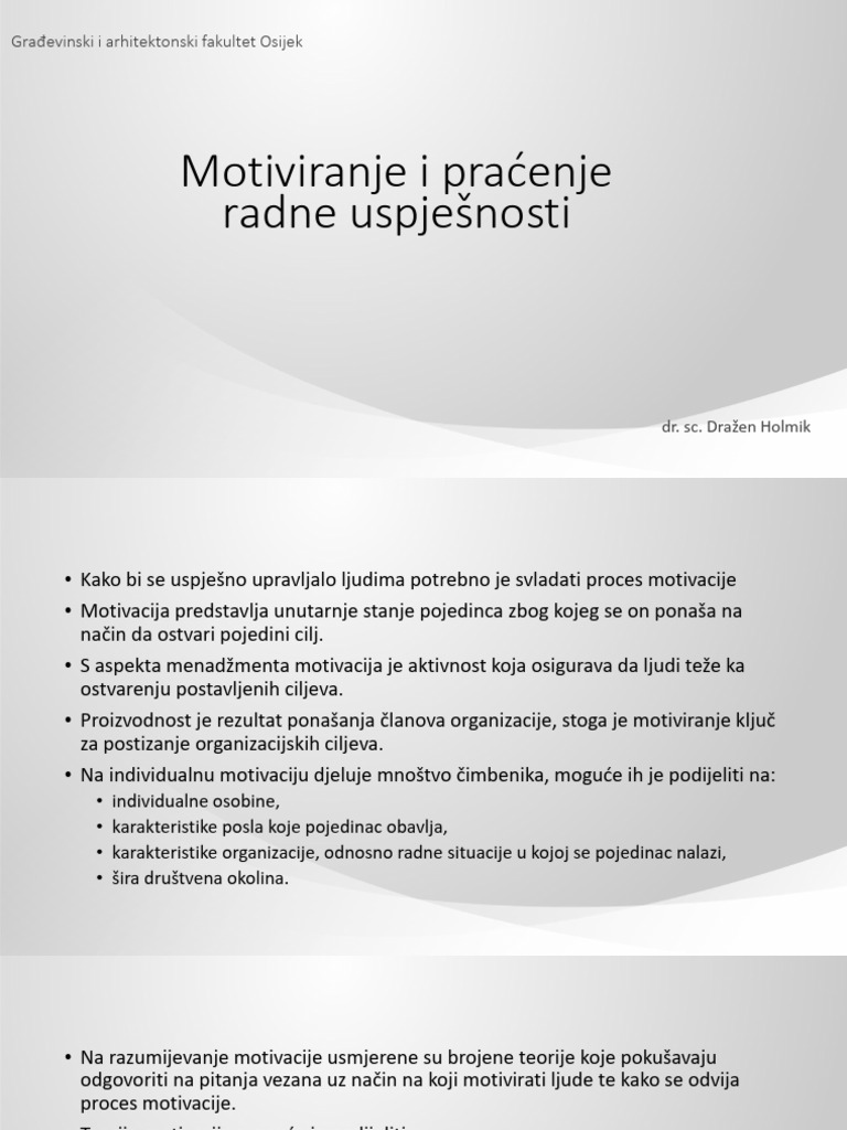 10 Motiviranje I Pracenje Radne Uspjesnosti | PDF