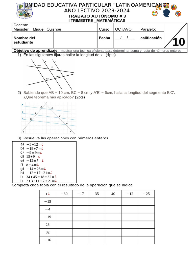 T - A - MATEMÁTICAS 31 - Oct - 2023 | PDF