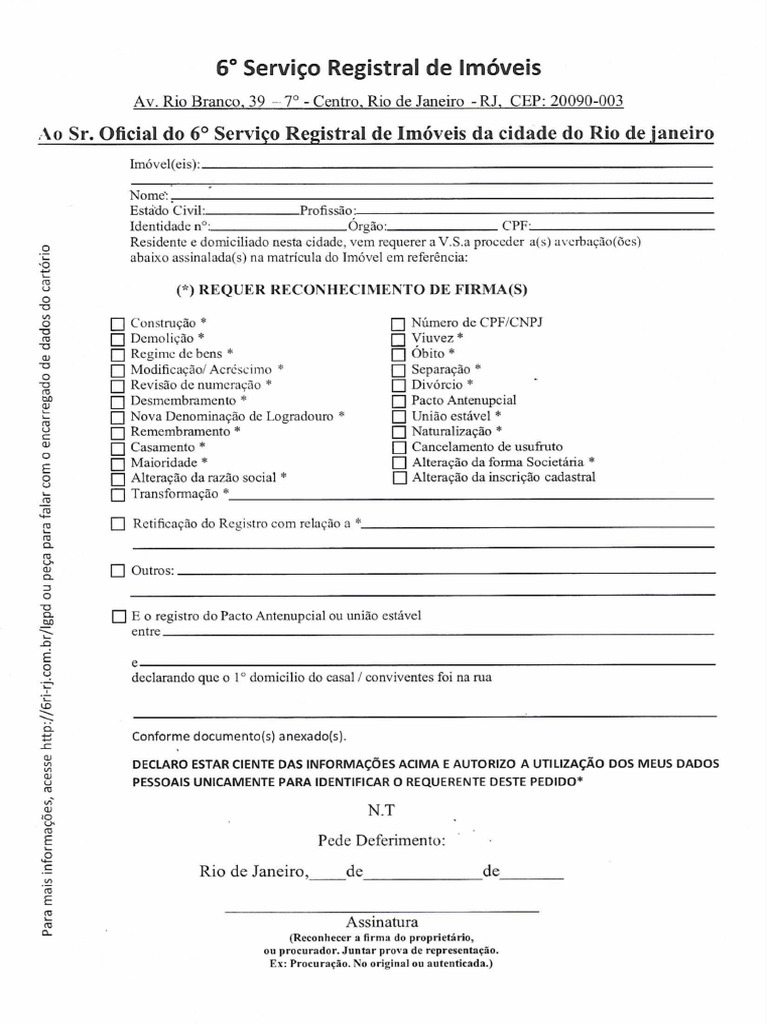Formulario Averbacao 6oficio | PDF