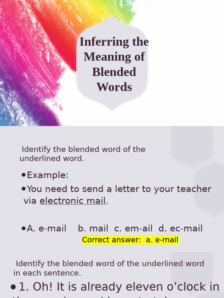 Inferring The Meaning of Blended Words Using Context | PDF | Film And ...