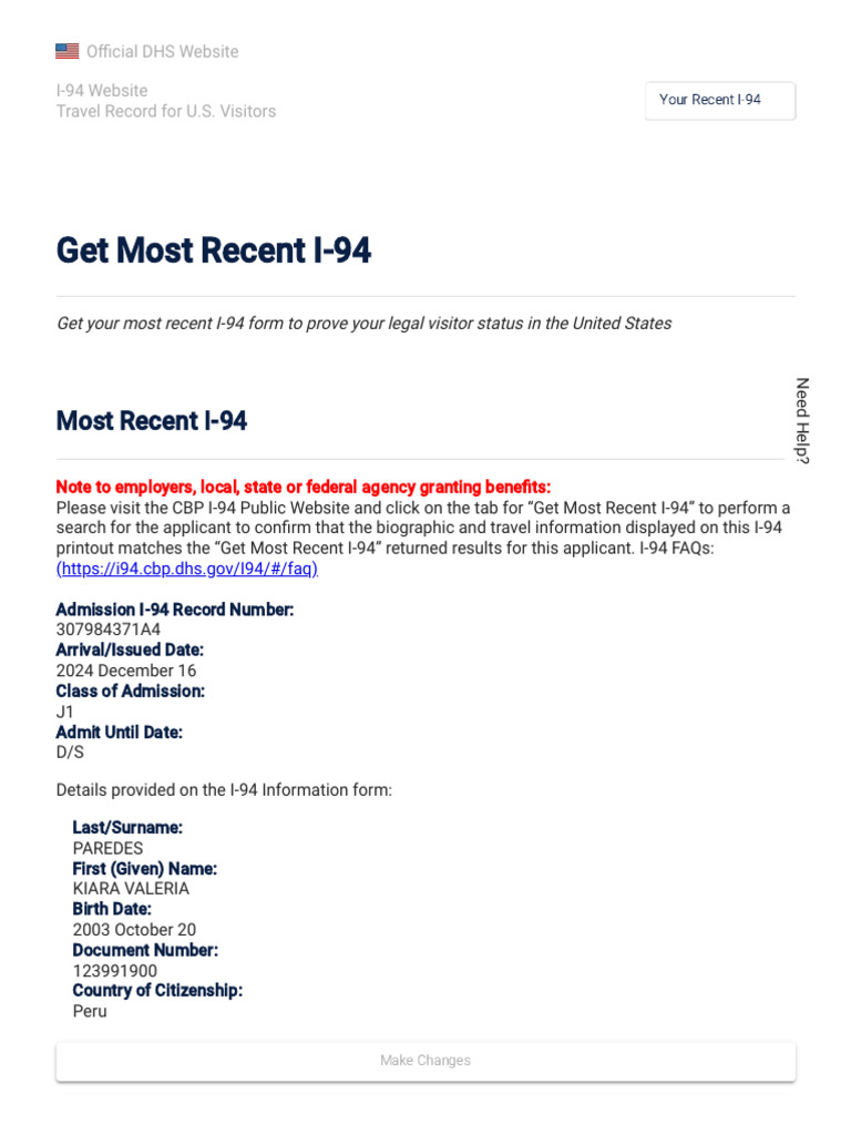 I94 - Kiara Paredes | PDF