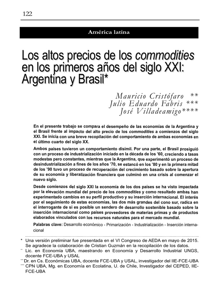 Impacto de precios de commodities en Argentina y Brasil | PDF ...