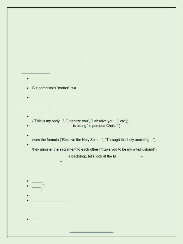 Matter and Form of The Seven Sacraments - Article | PDF | Sacraments ...