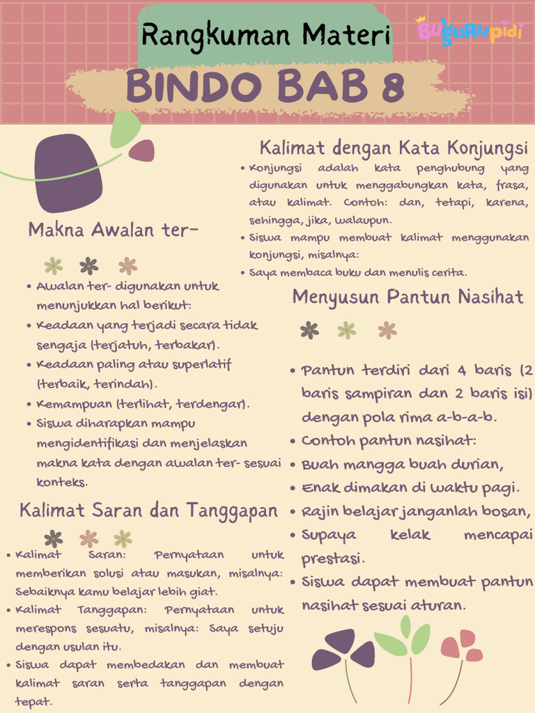 Rangkuman Kelas 5 BINDO (Bab 8) | PDF