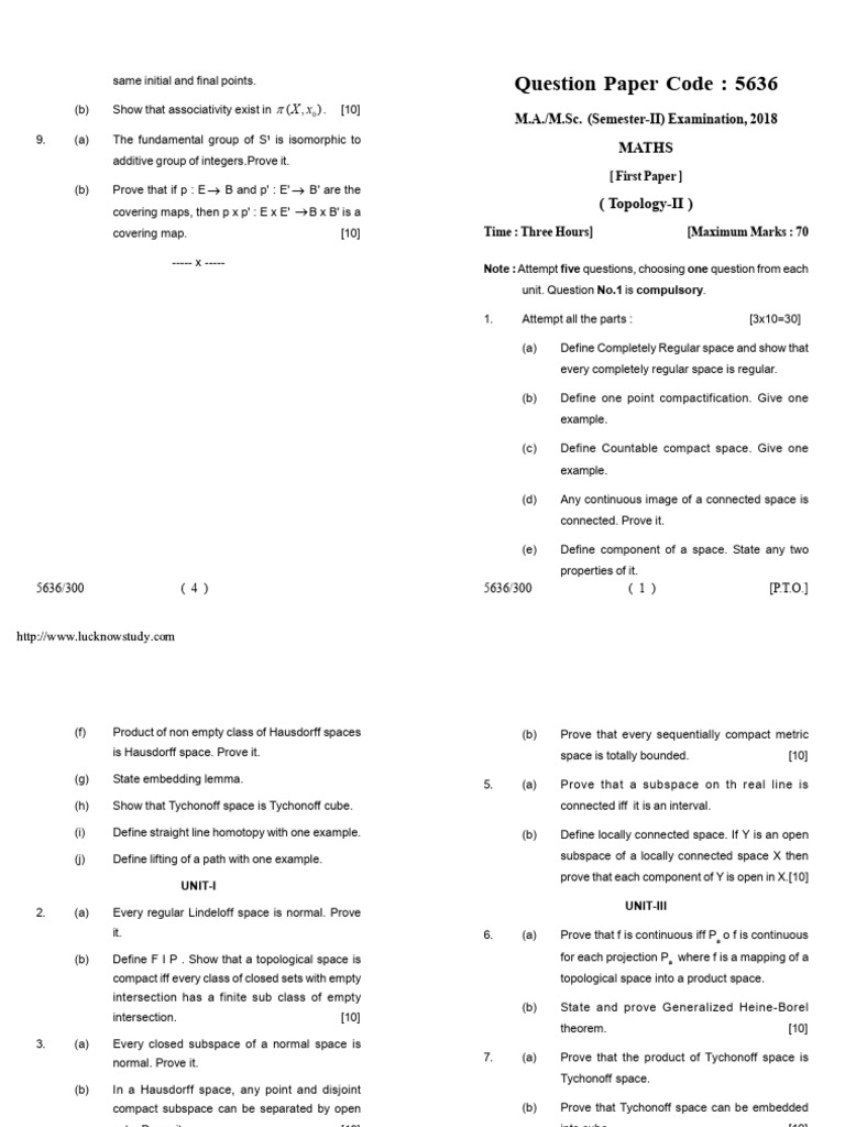Ma-Msc-2-Sem-Maths-Topology-2-5636-2018 MSC | PDF | Compact Space ...