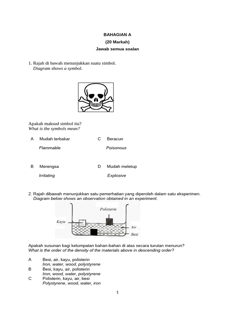 PAT T1 (Sains) | PDF
