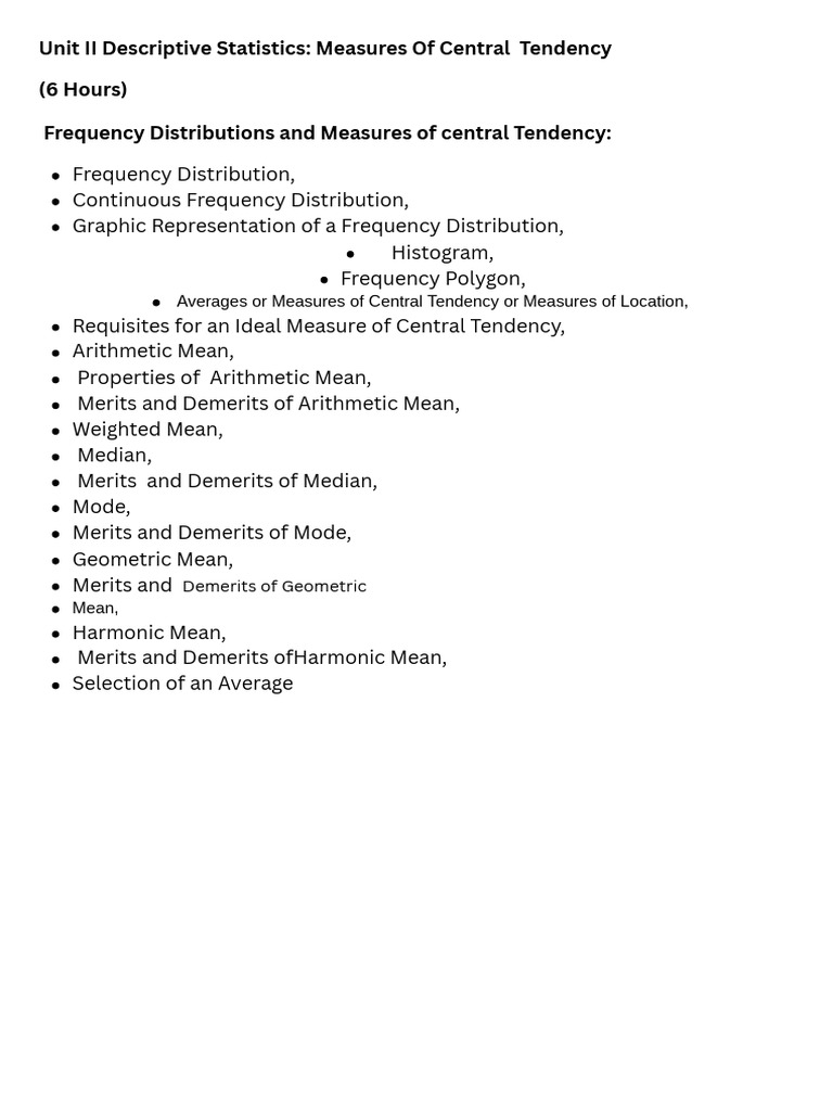 Descriptive Statistics: Central Tendency Measures | PDF