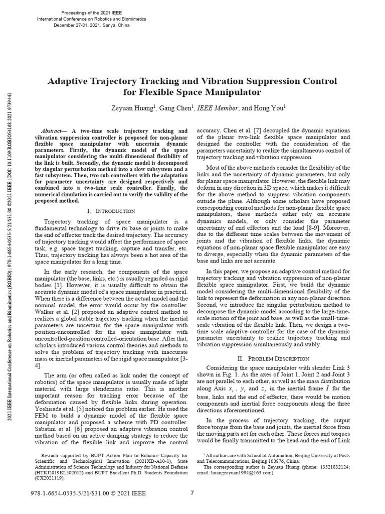 Adaptive Trajectory Tracking And Vibration Suppression Control For Flexible Space Manipulator