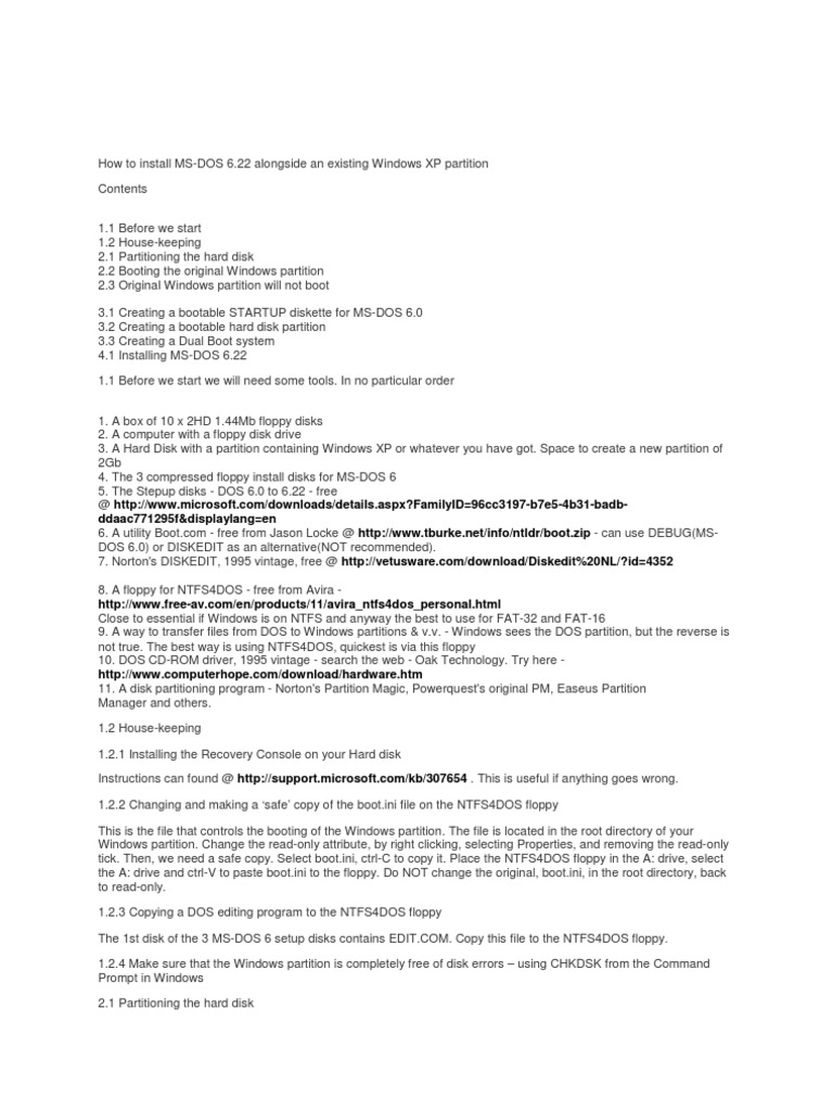 How To Install DOS 6.22 | PDF | Dos | Booting
