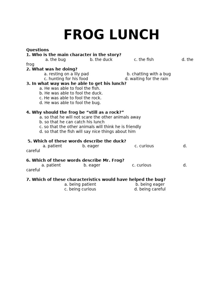 FROG LUNCH | PDF